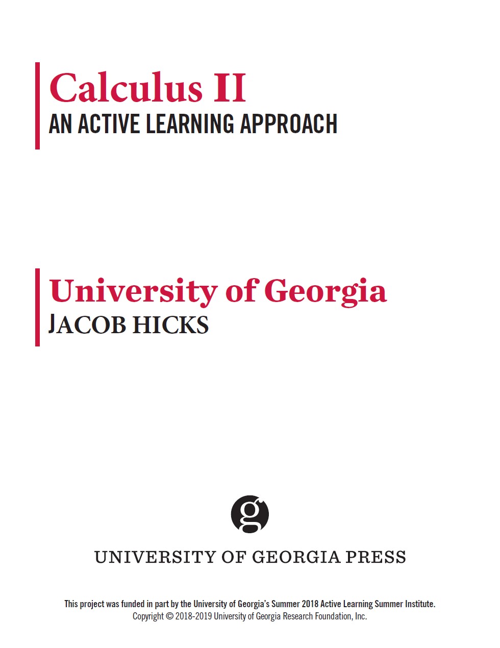Calculus II Workbook (Hicks)